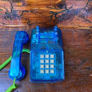 Vintage 1980s Clear Blue Translucent Tabletop Touch Tone Telephone ...