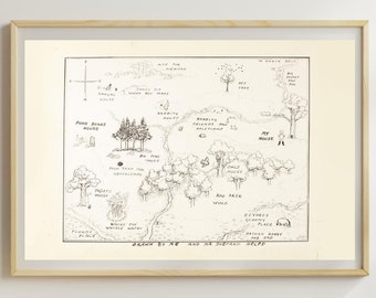 Hundred Acre Wood Map Winnie the Pooh Print Map 100 Acre Wood Vintage ...