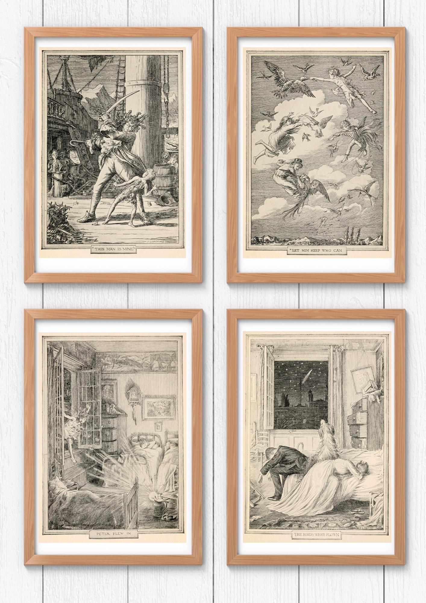 Peter Pan - Set of 13 Vintage Original Illustrations - Instant Digital ...