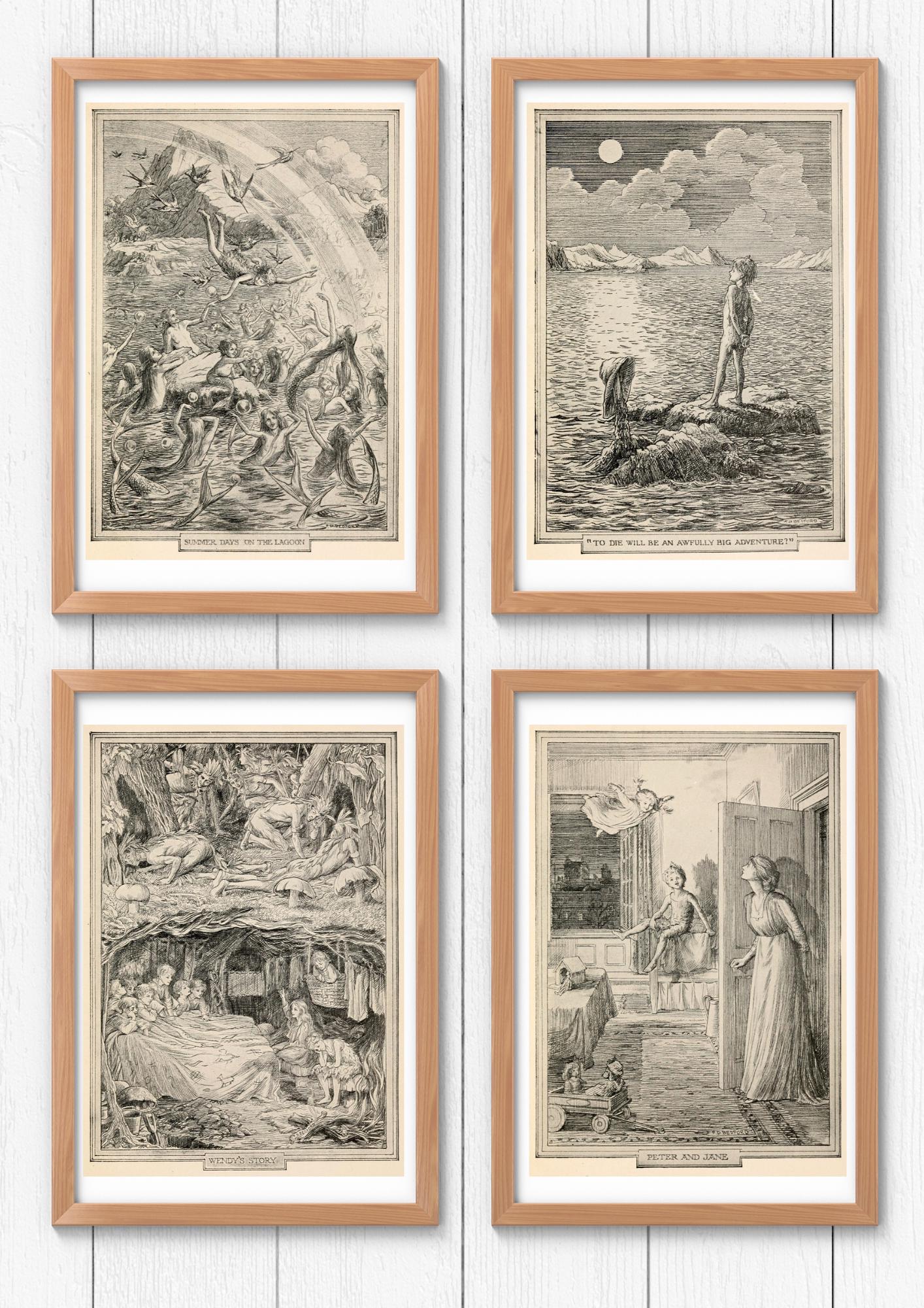 Peter Pan - Set of 13 Vintage Original Illustrations - Instant Digital ...