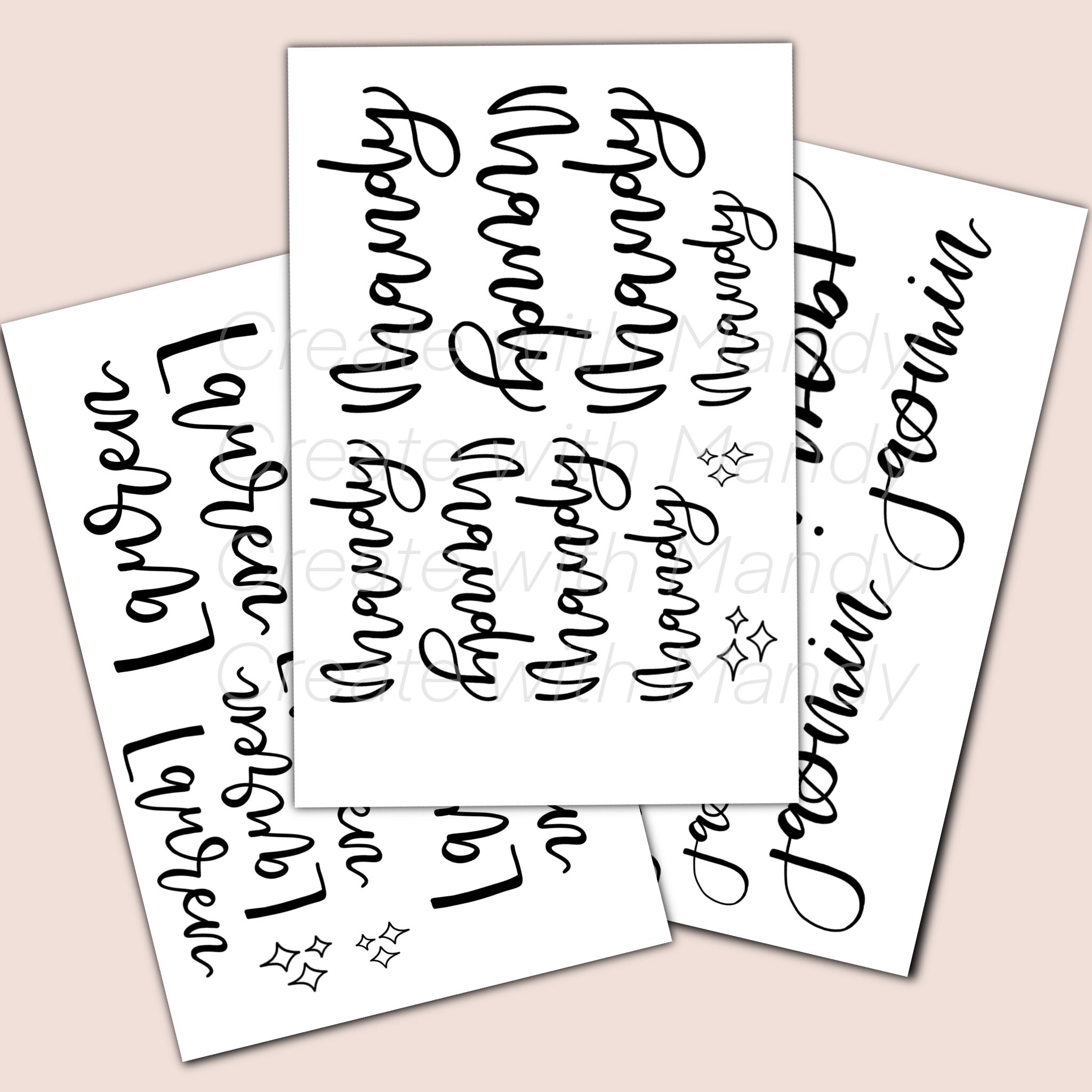 CUSTOM NAME Sticker Sheets // Personalized Hand Lettered Name - Etsy