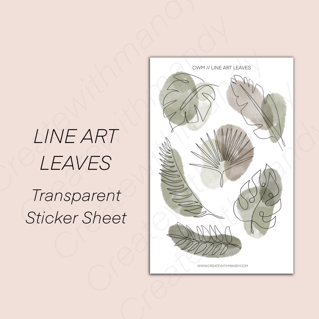 LINE ART LEAVES Sticker Sheet // Planner Stickers - Etsy