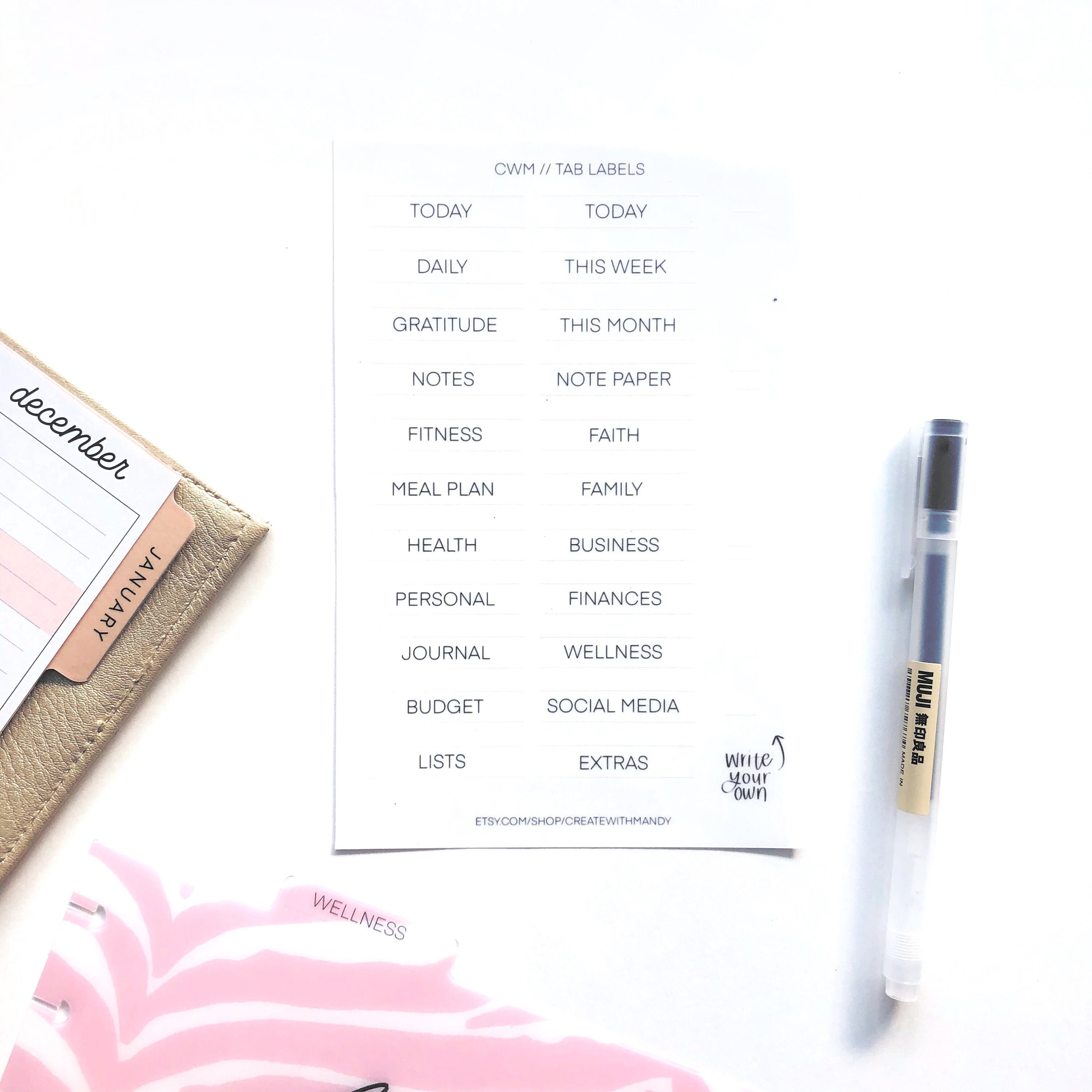 TAB LABELS Transparent Sticker Sheet // Planner Tab Label | Etsy