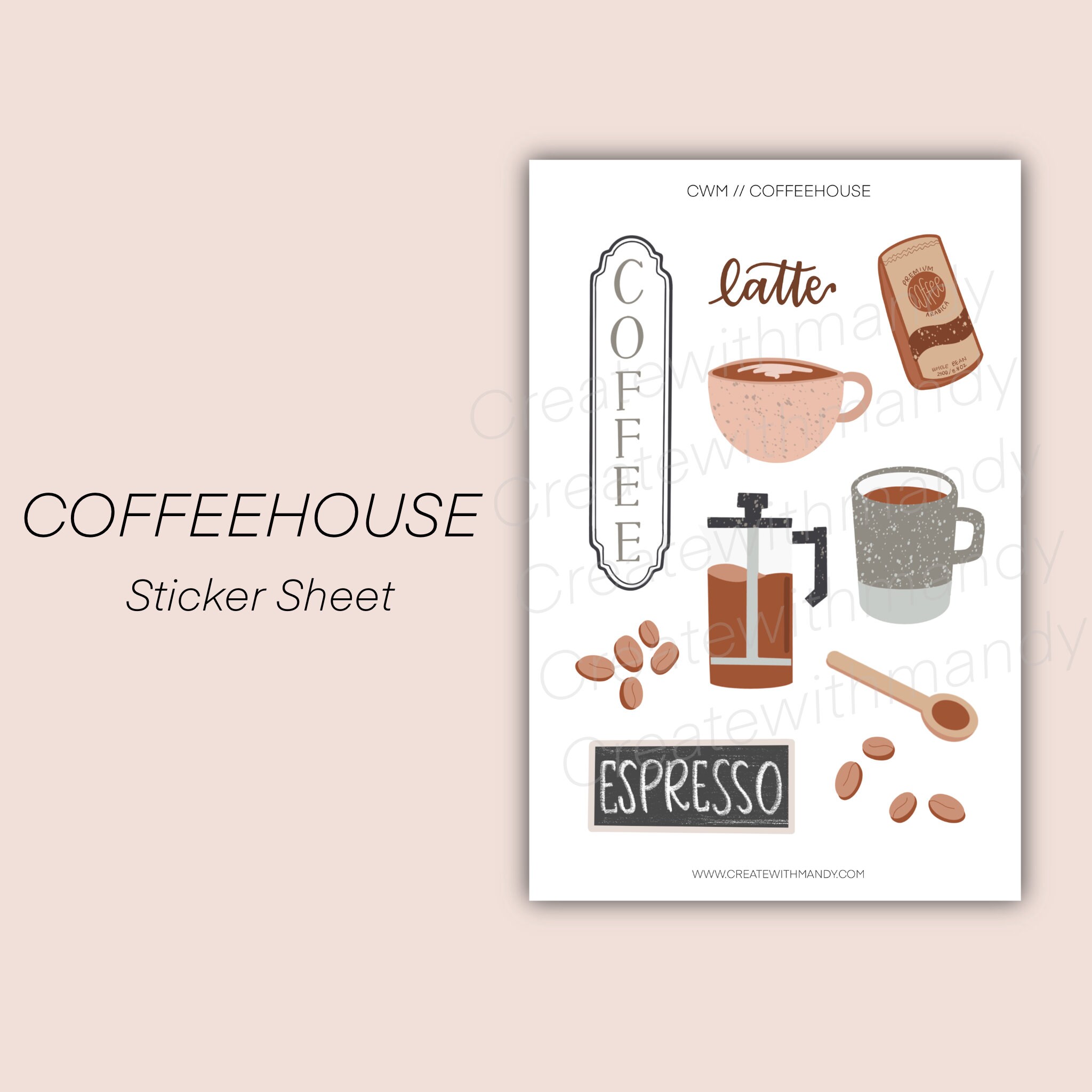 COFFEEHOUSE Sticker Sheet // Coffee Planner Stickers - Etsy