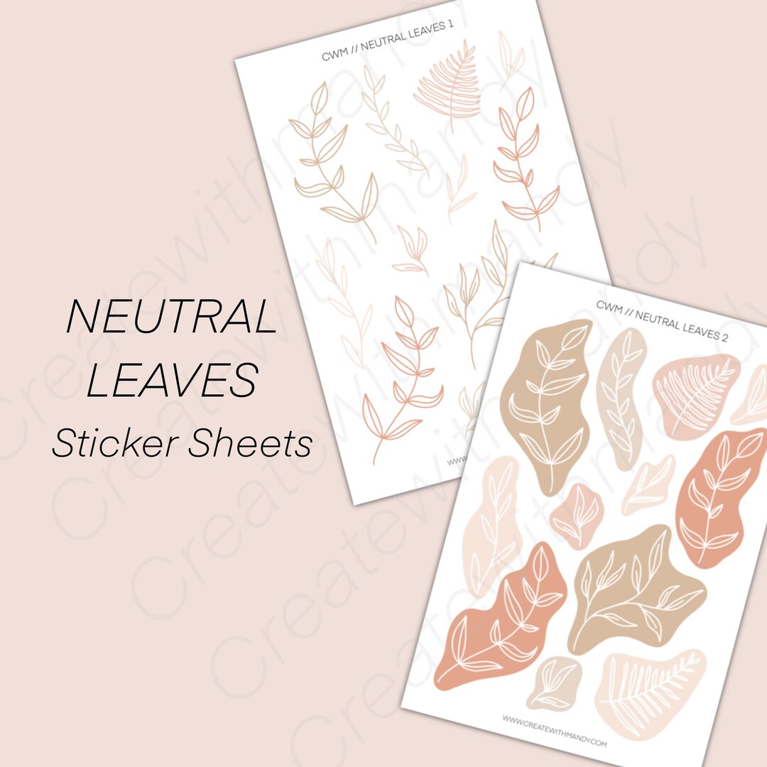 NEUTRAL LEAVES Sticker Sheet // Planner Stickers - Etsy