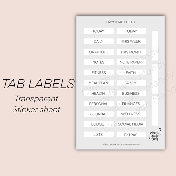 Transparent Tab Stickers - Etsy