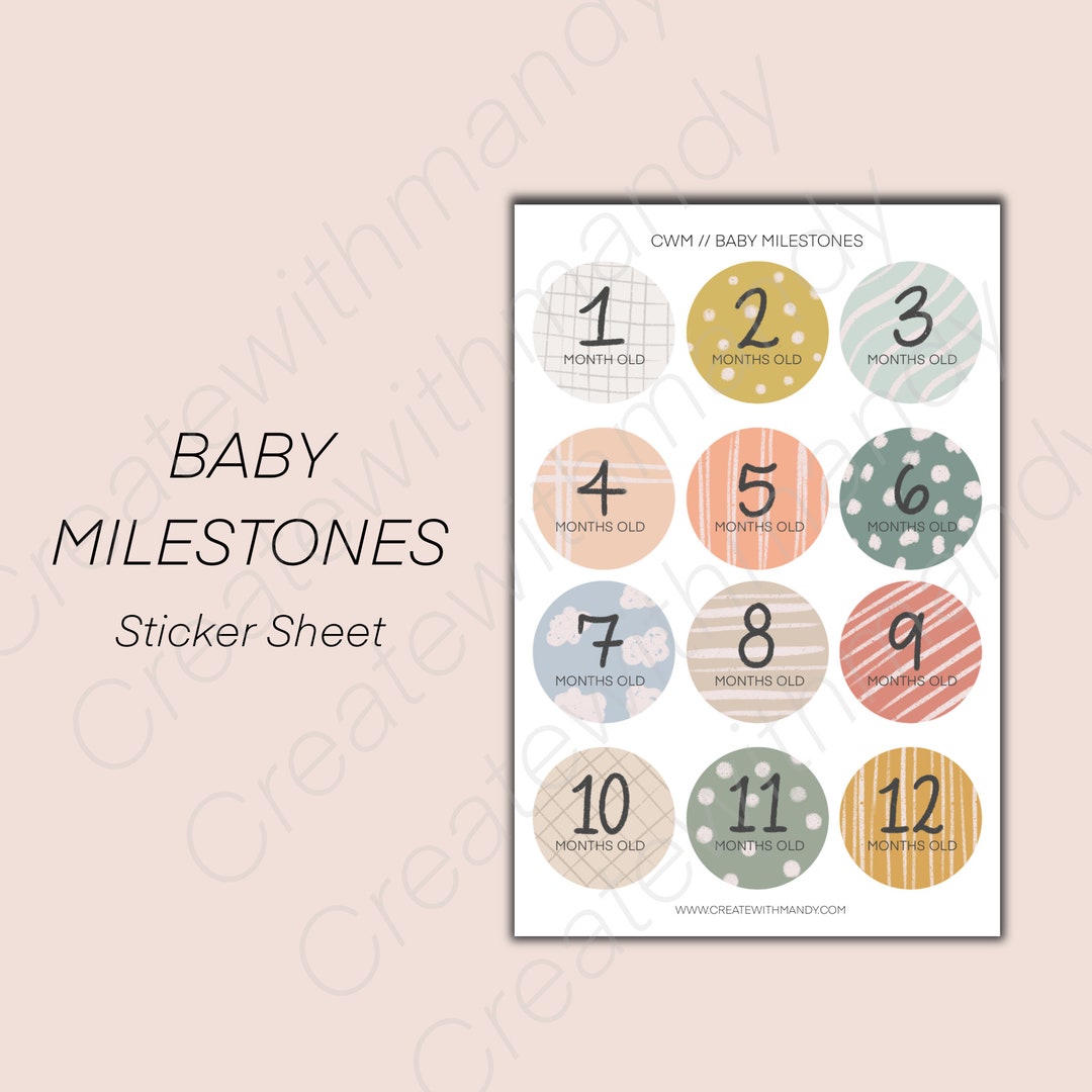 BABY MILESTONES Sticker Sheet // Monthly Baby Planner Stickers - Etsy