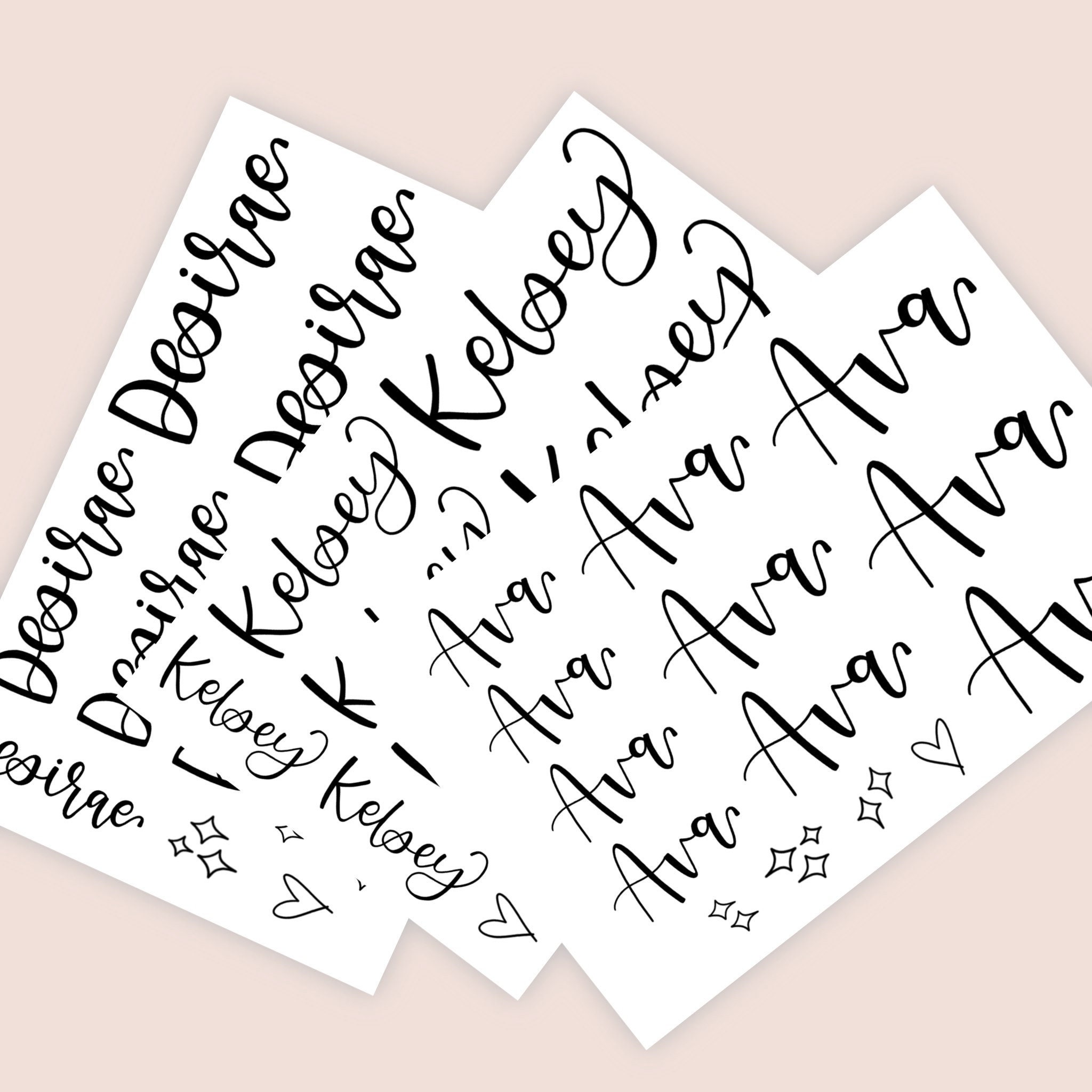 CUSTOM NAME Sticker Sheets // Personalized Hand Lettered Name - Etsy