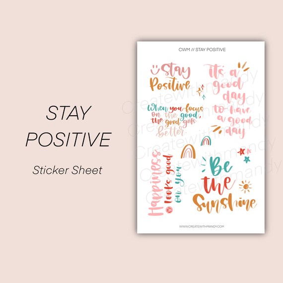 STAY POSITIVE Sticker Sheet // Quote Planner Stickers | Etsy