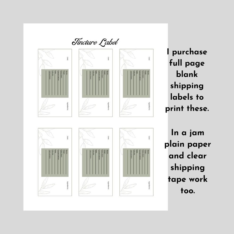 Printable & Fillable Tincture Labels – Herbalist’s Essentials, Ink ...