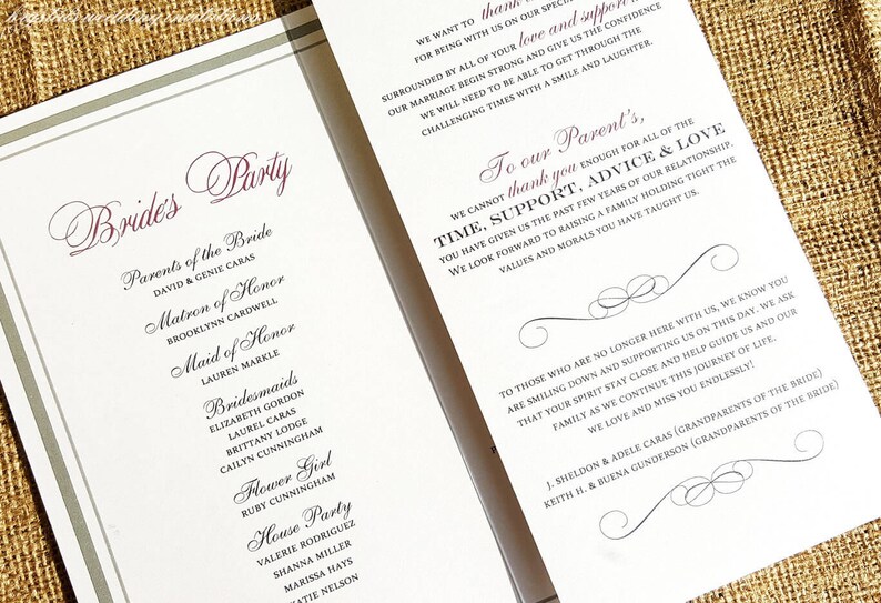 Modern Tri-Fold Wedding Programs with Picture Ceremony | Etsy