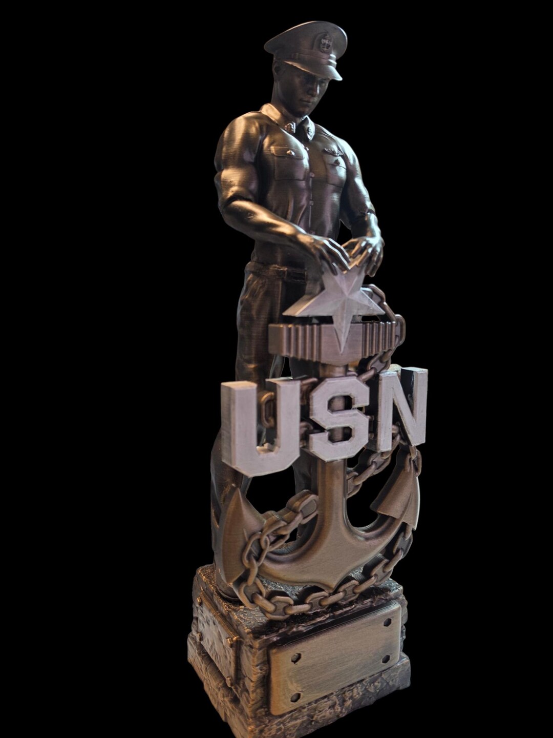 Navy Chief Statue: 16-inch Hand-painted Bronzed CPO Leadership Symbol ...
