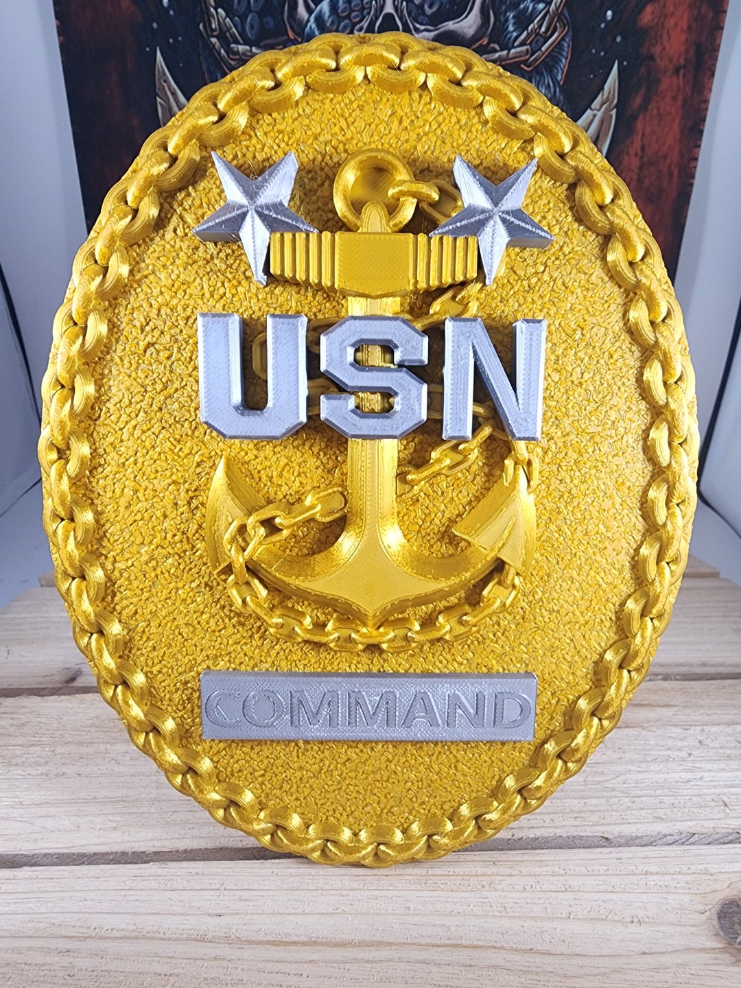 3D Printed USN Command Master Chief Badge Plaque - Etsy