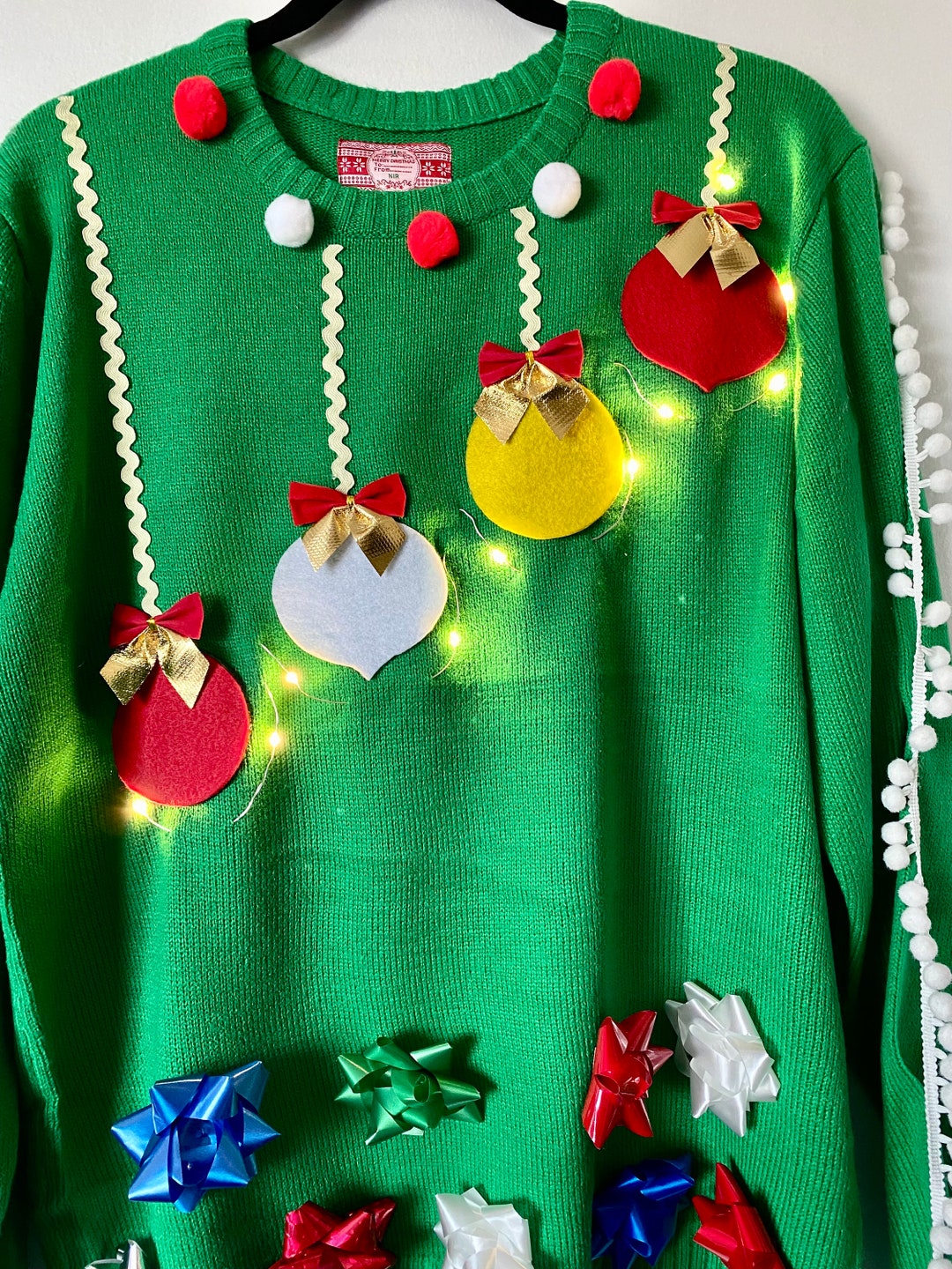 Lights up Ugly Christmas Sweater: Handmade Tacky Holiday Sweater - Etsy