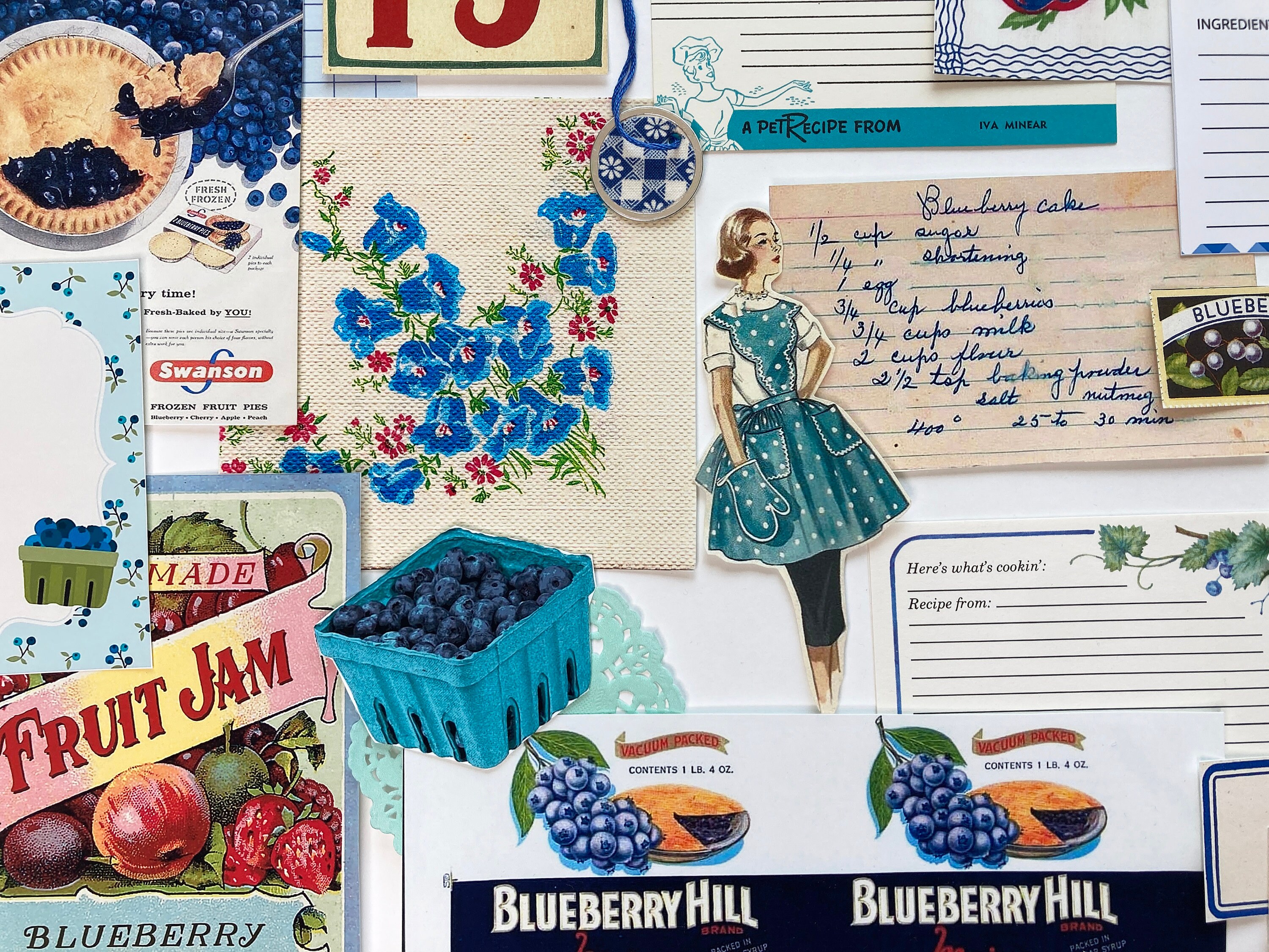 Retro Housewife Blueberry Ephemera Kit for Recipe Journal Embellishment ...