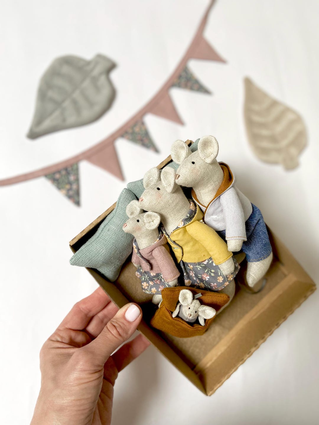 Handmade Linen Mouse Family Set – Waldorf-inspired Stuffed Animal Gift ...
