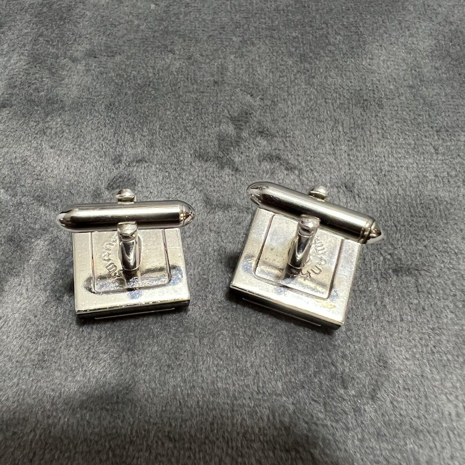 Vintage Swank Cufflinks Monogram Letter B Silver Tone Square Black - Etsy