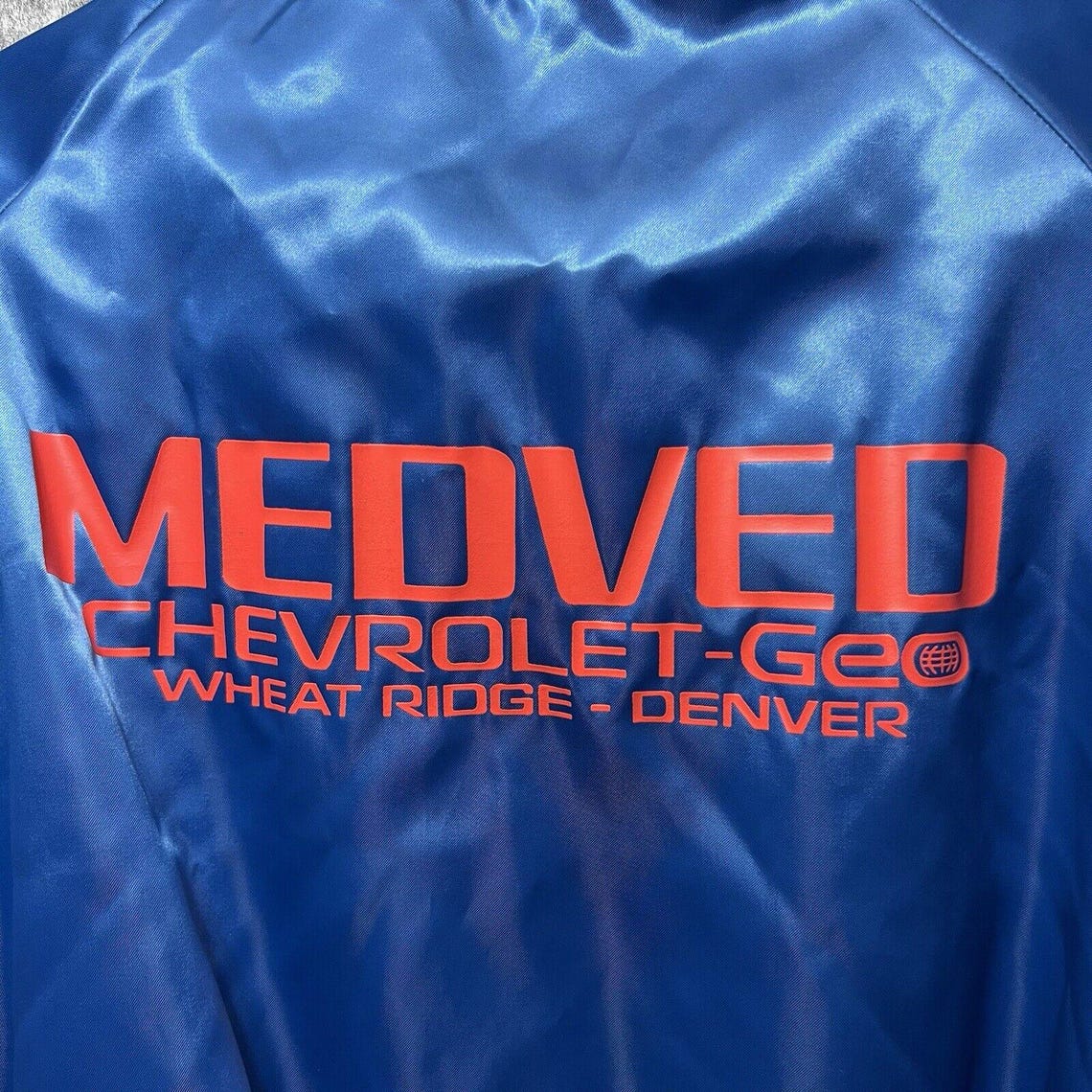 Vintage Chevrolet Geo Satin Bomber Jacket XL Blue Mens 90s - Etsy