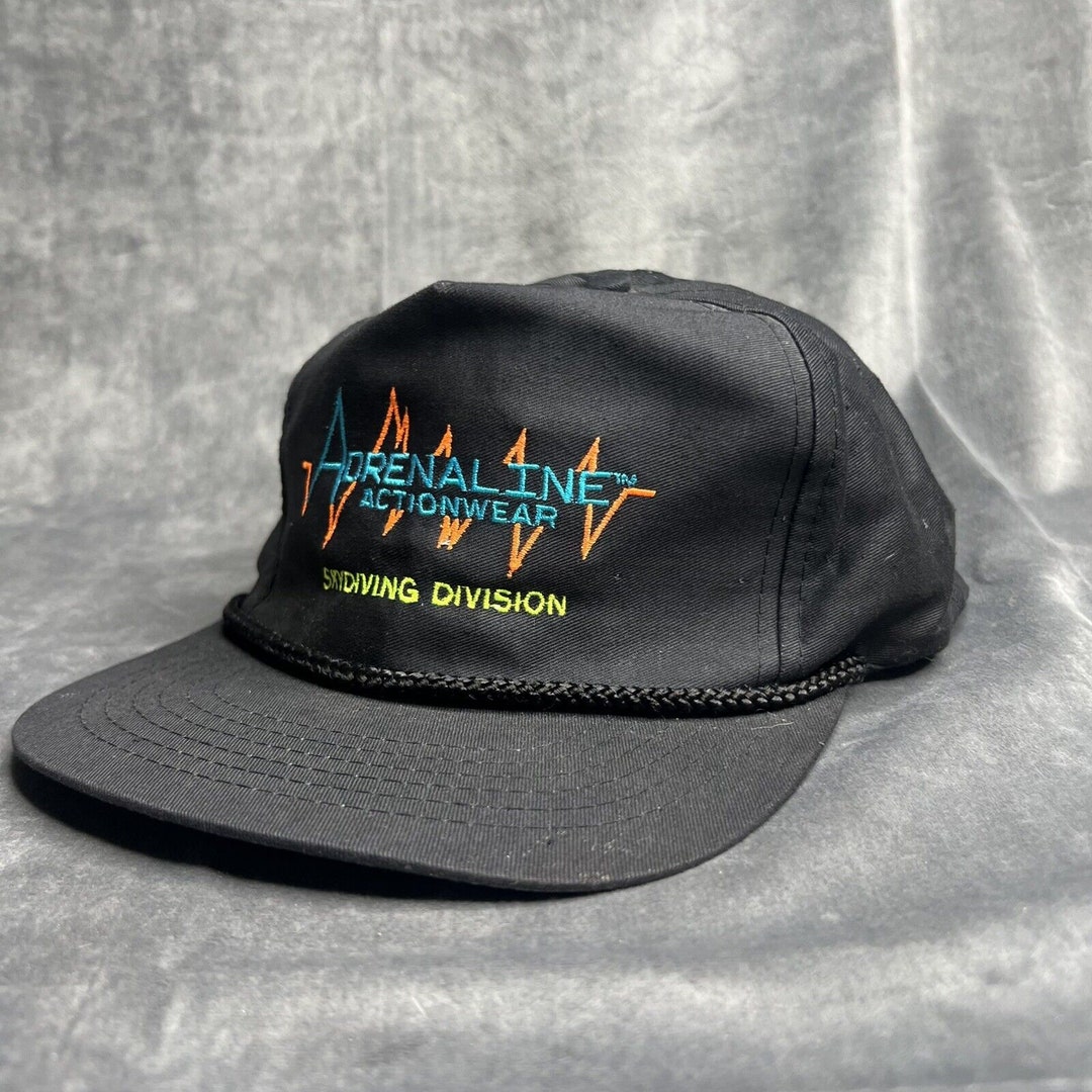 Vintage Snapback Hat Skydiving 90s Adrenaline Black Rope - Etsy