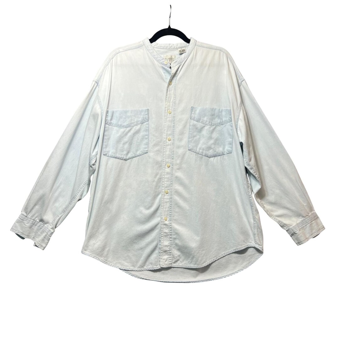 Vintage 90s Robert Stock Chambray Denim Shirt XL Bleached Distressed ...