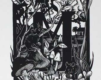 Linocut ABC d is For... Original Handcarved | Etsy