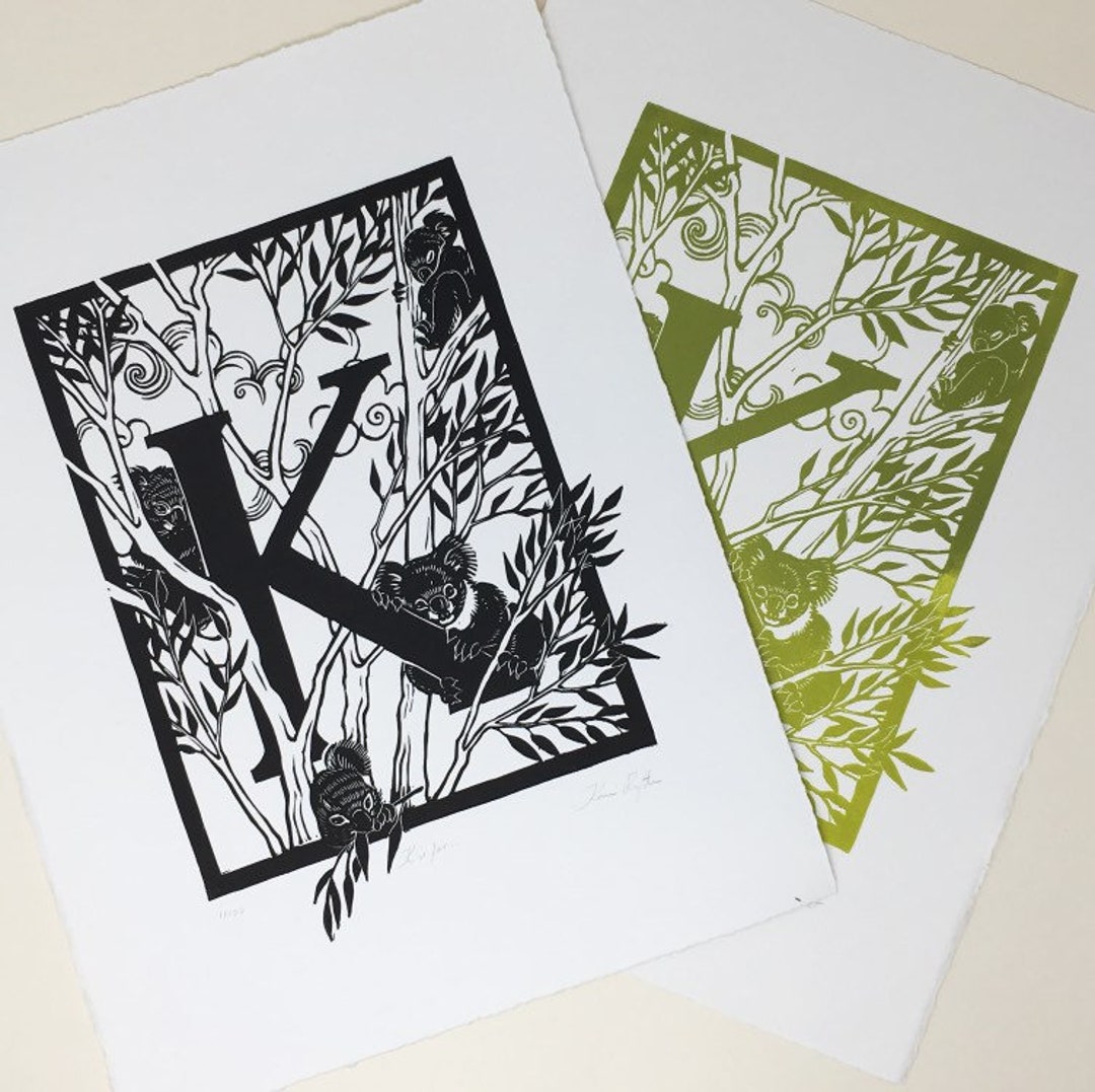 Linocut ABC "k is For..." - Original Handcarved Linoprint Artwork ...