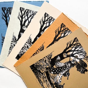 Halloween Linocut it's Pumpkin O'clock Original Linoprint, Limited ...
