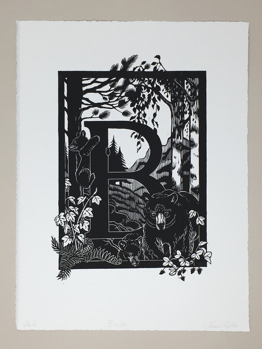 Linocut ABC "b is For..." - Original Handcarved Linoprint Artwork ...