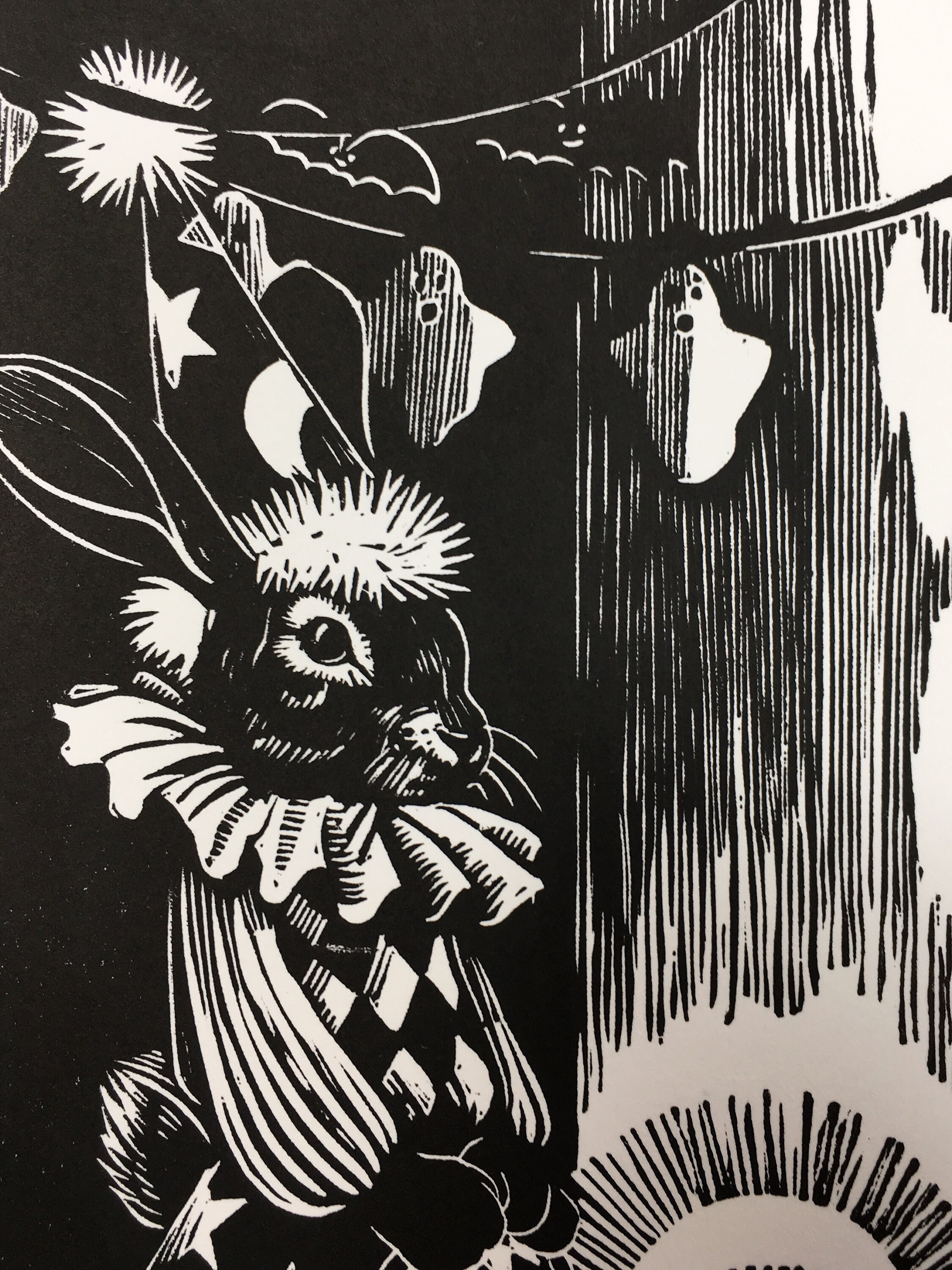 Halloween Hare Linocut Original Handcarved Linoprint - Etsy