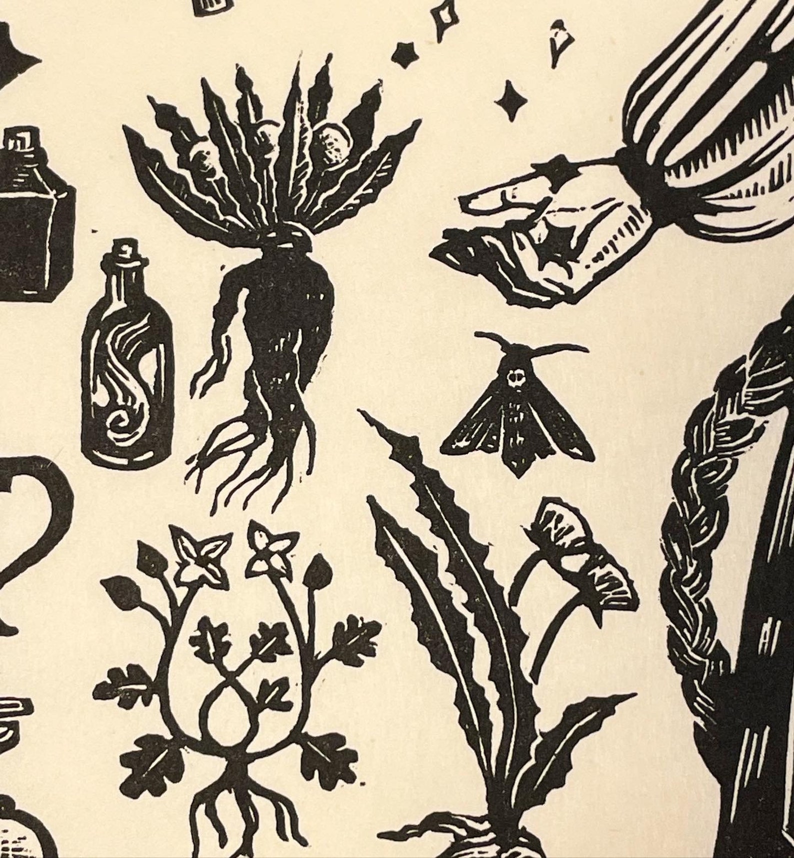 Woodland Witch Original Handcarved Linocut Limited Edition | Etsy