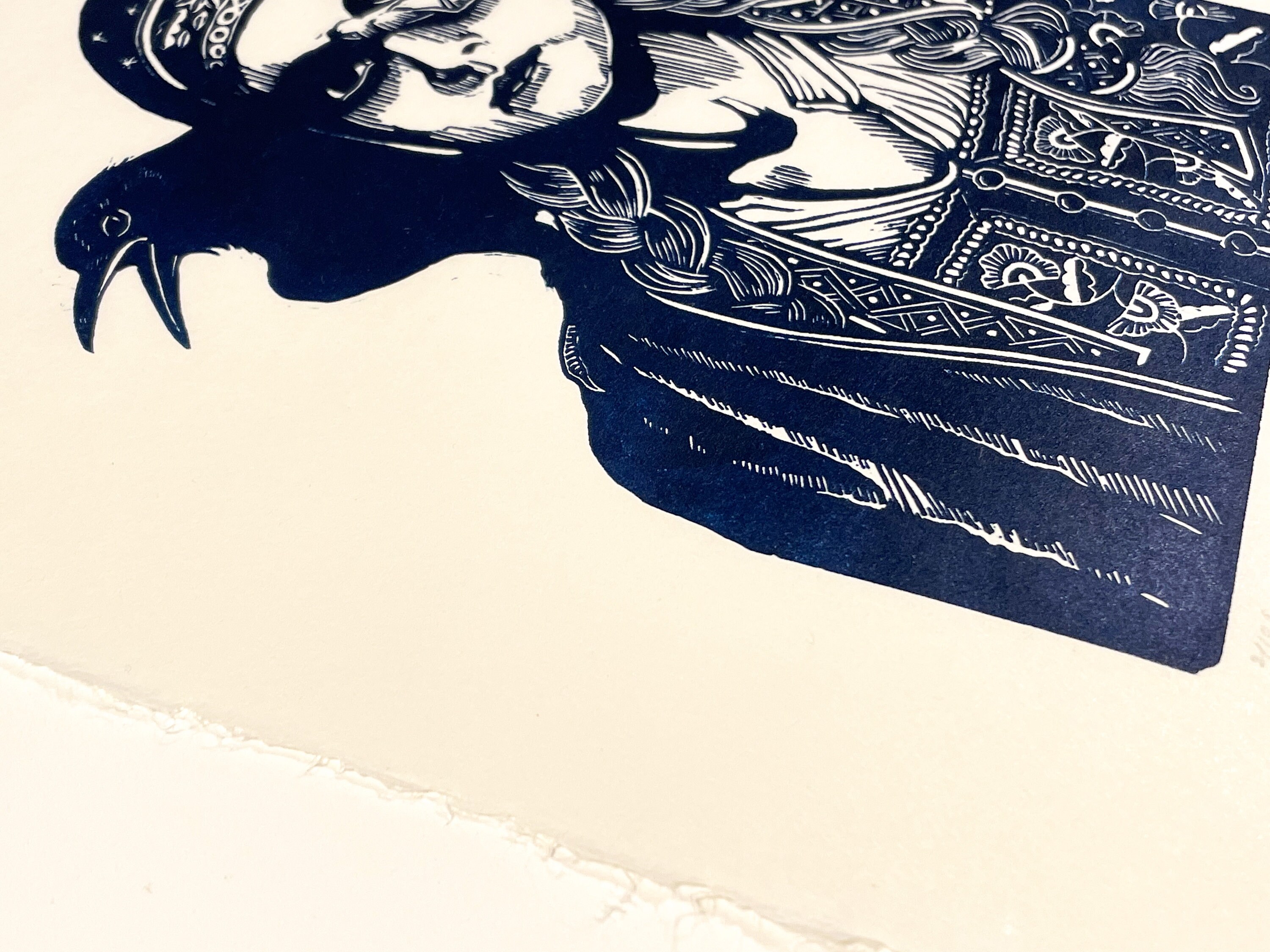 Crow Lady No.3 Original Handcarved Linocut Linoprint - Etsy