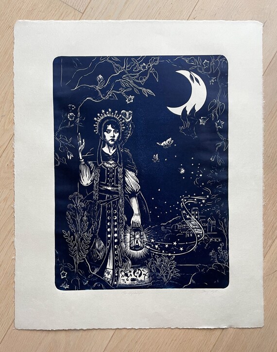 Wood & Linocut Prints Original linocut The picker Prints Art ...