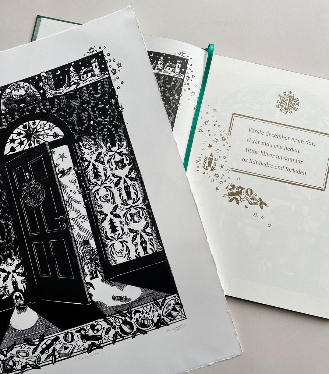 Original Christmas Linocuts , Days 1-4th December. Made for the Book ...