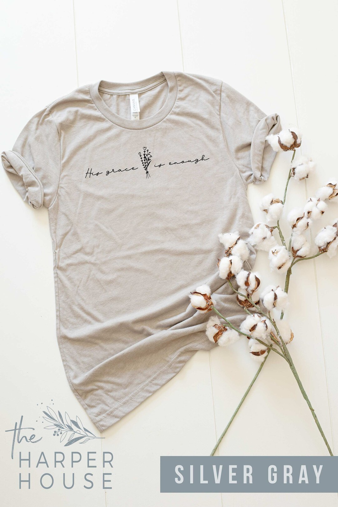 His Grace is Enough Christian Shirts for Women Botanical Tshirt ...
