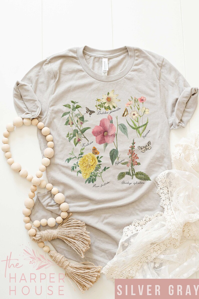 Botanical Shirt Vintage T-shirt Flower T-shirt Tee Vintage - Etsy