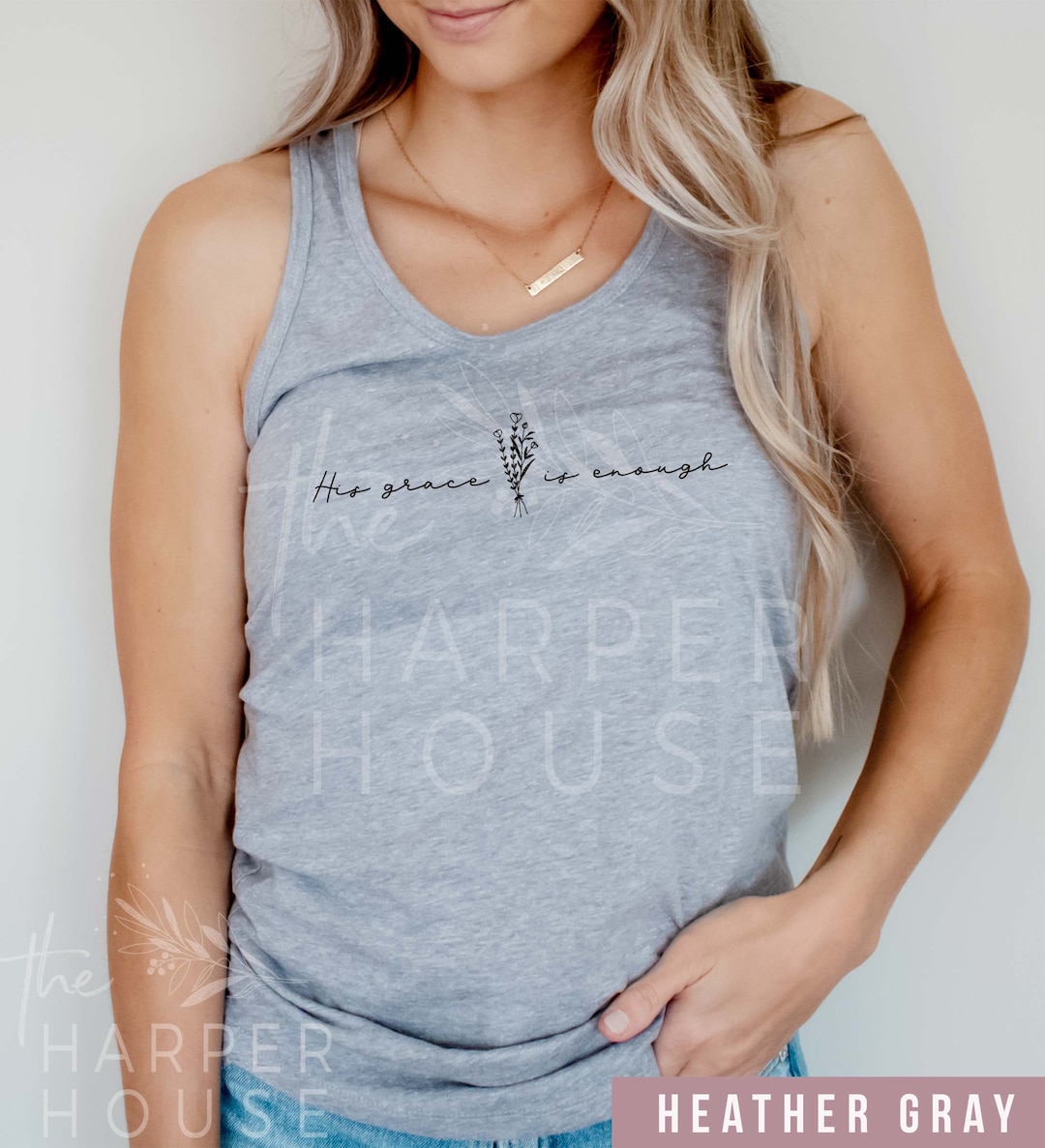 Christian Tank Tops for Women His Grace is Enough Botanical Wildflower ...