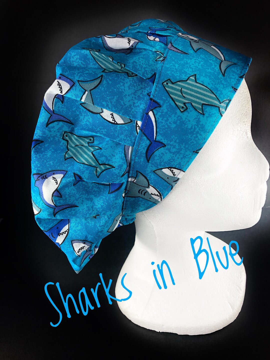 Scrub Hats Sharks in Blue or Choose Your Favorite Cotton - Etsy
