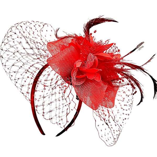 Red Fascinator - Etsy