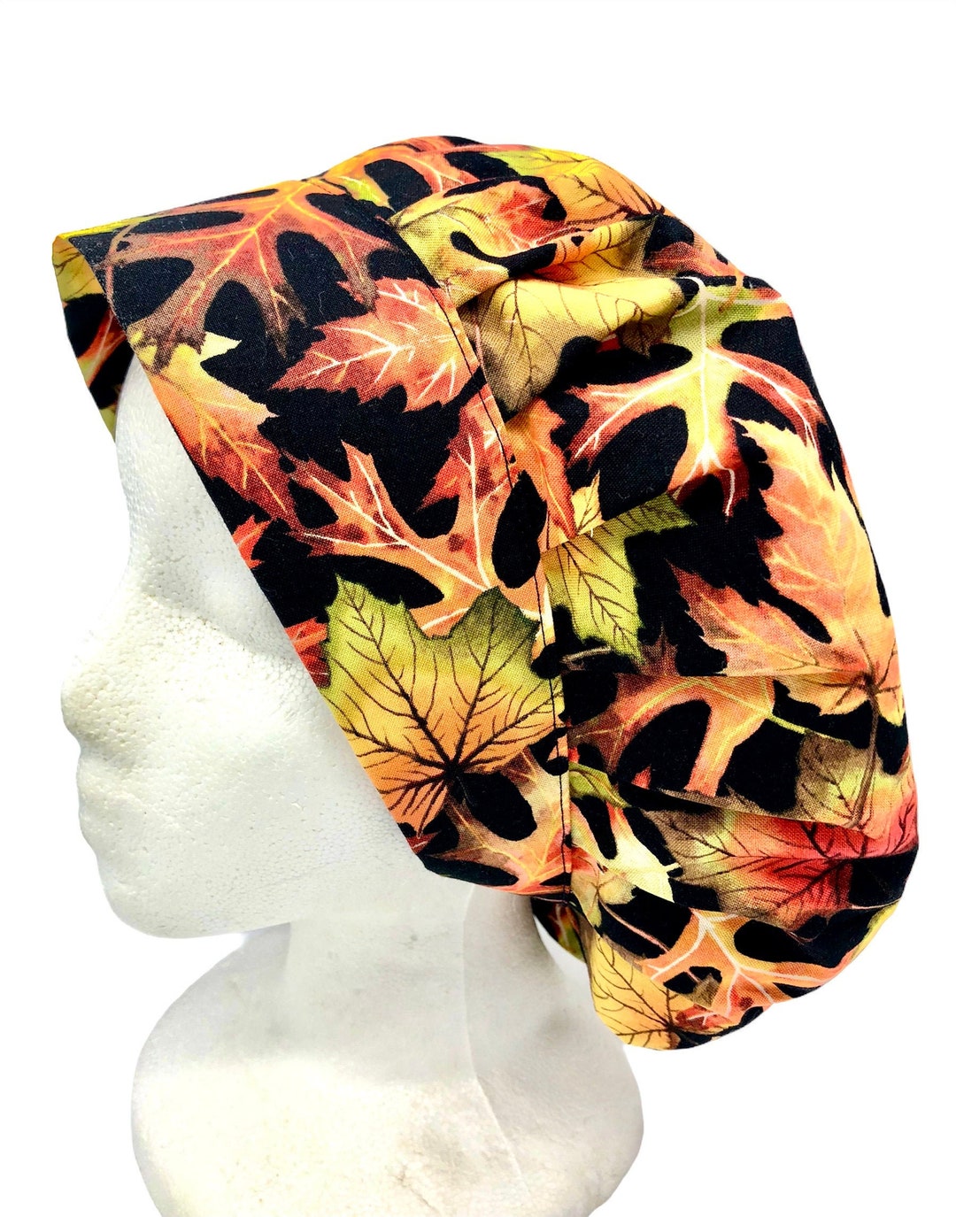 Bouffant Hat, Scrub Cap, Falling Leaves Halloween Cap, Elastic Pocket ...