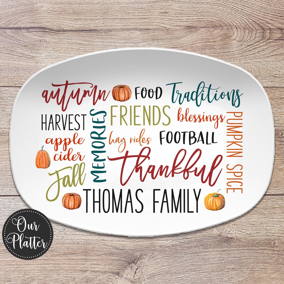 Fall Thanksgiving Personalized Platter, Custom Family Platter, Hostess ...