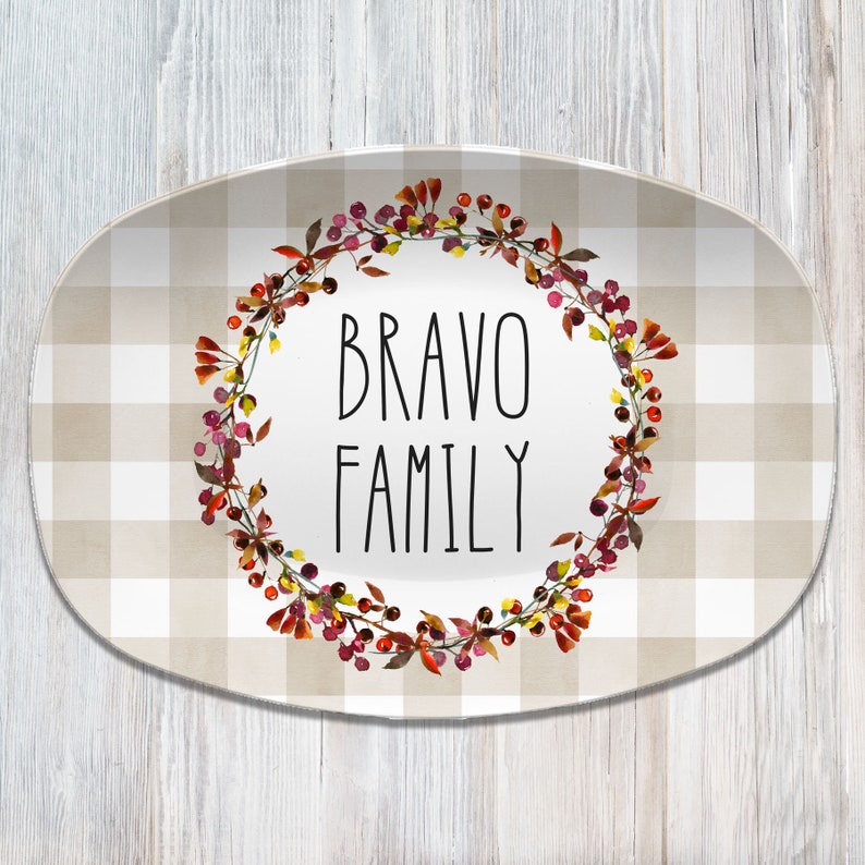 Fall Buffalo Plaid Thanksgiving Personalized Platters - Etsy