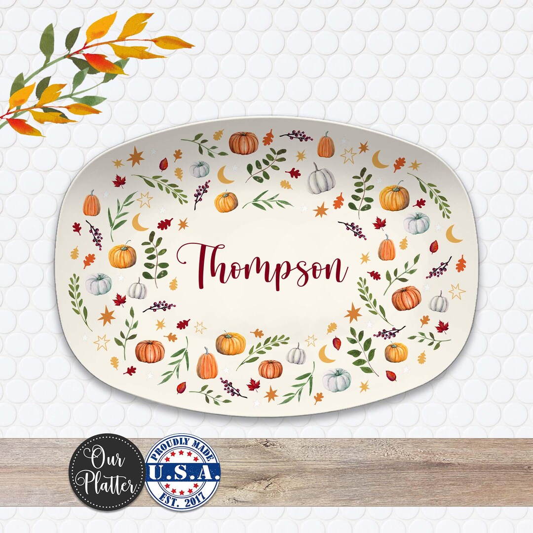 Personalized Fall Platter | Thanksgiving Serving Tray With Custom ...