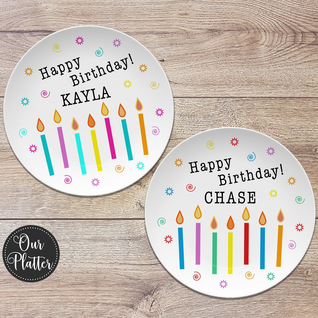 Happy Birthday Candles Personalized Plate, Birthday 10" Plate, First ...