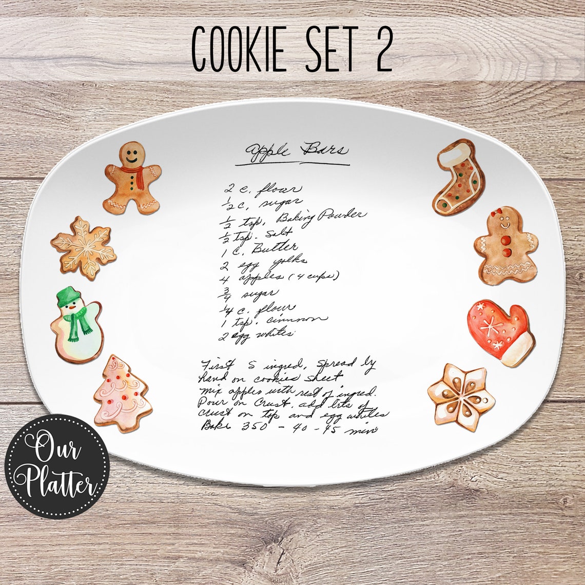 Christmas Cookie Handwritten Recipe Personalized Platter | Handwriting ...