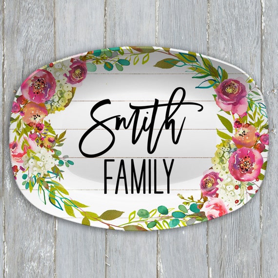 Pink Floral Personalized Platter Valentine Wedding | Etsy