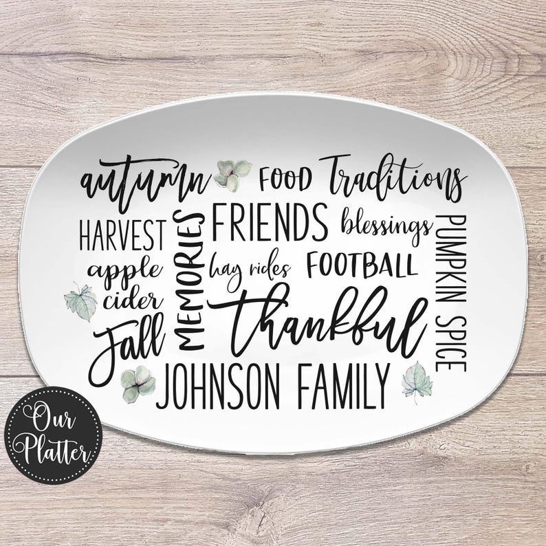 Fall Thanksgiving Personalized Platter, Custom Family Platter, Hostess ...