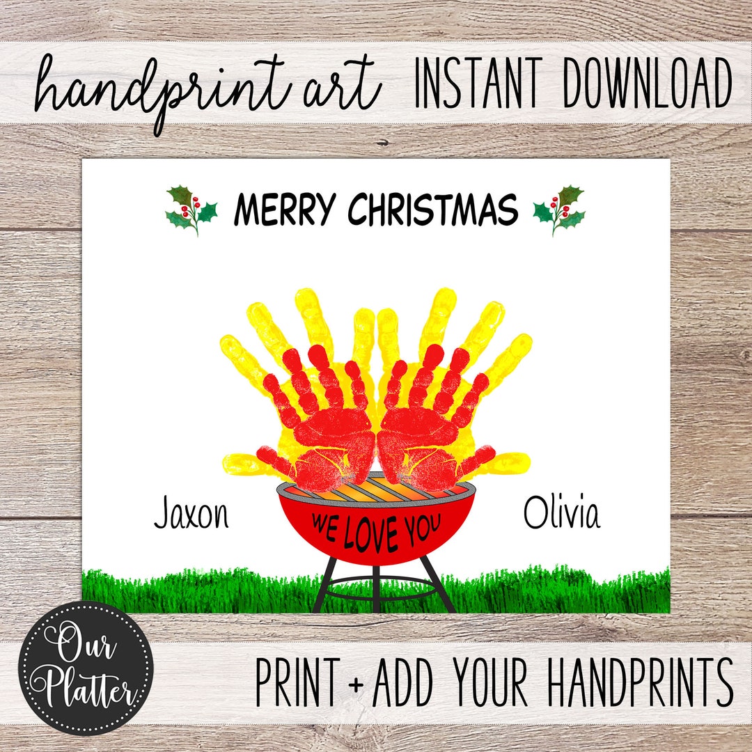 Grilling Handprint Art Printable Gift, Digital Download, DIY Add Your ...