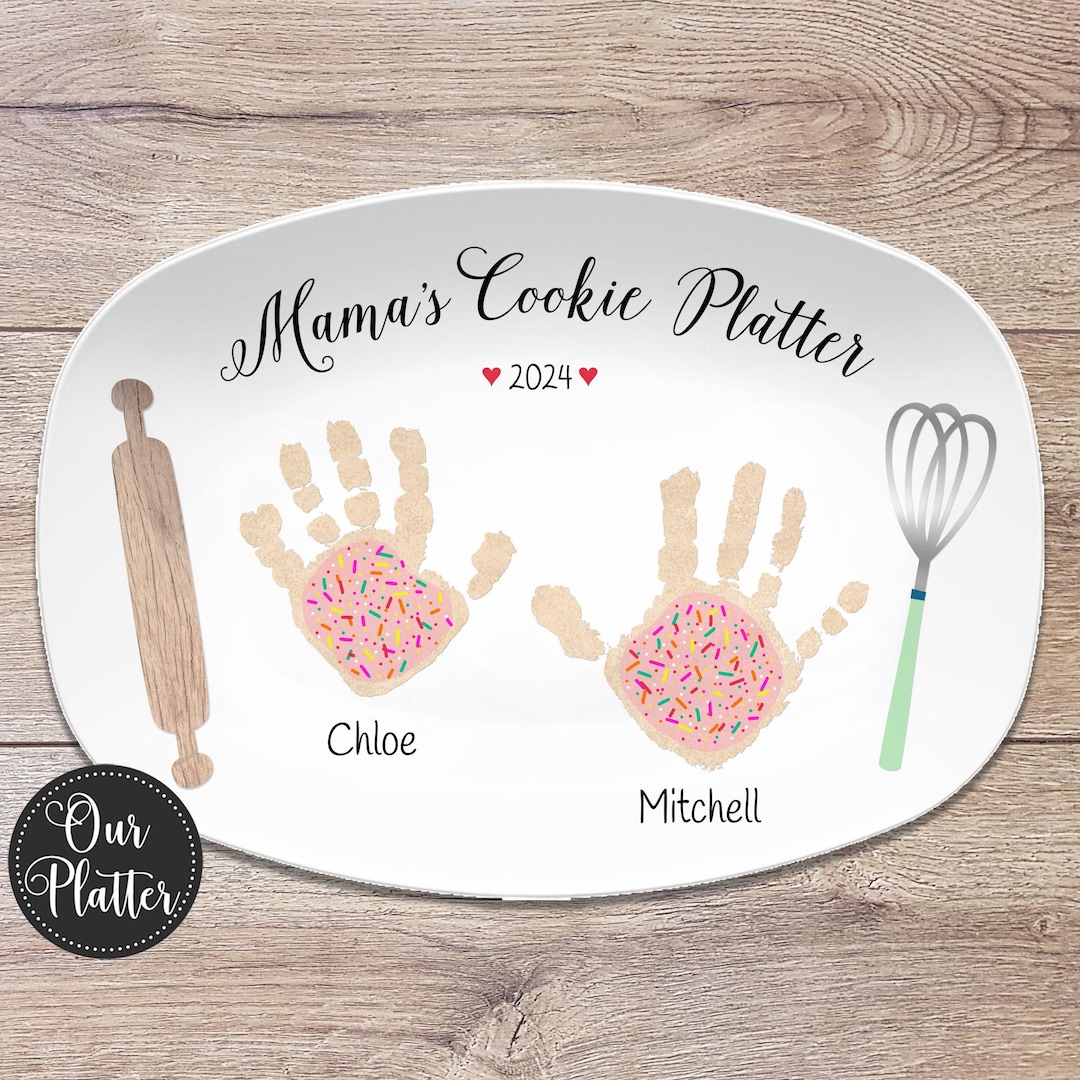 Handprint Cookie Custom Personalized Platter, Gift From Kids, Handprint ...