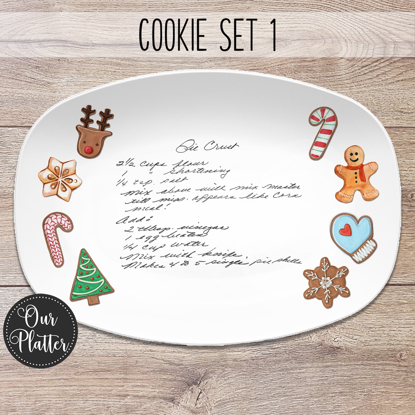 Christmas Cookie Handwritten Recipe Personalized Platter | Handwriting ...