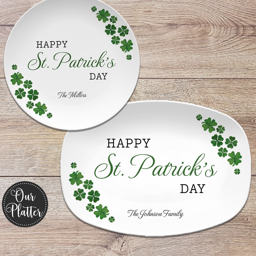 St. Patrick's Day Shamrock Clover Personalized Plate Platter - Etsy